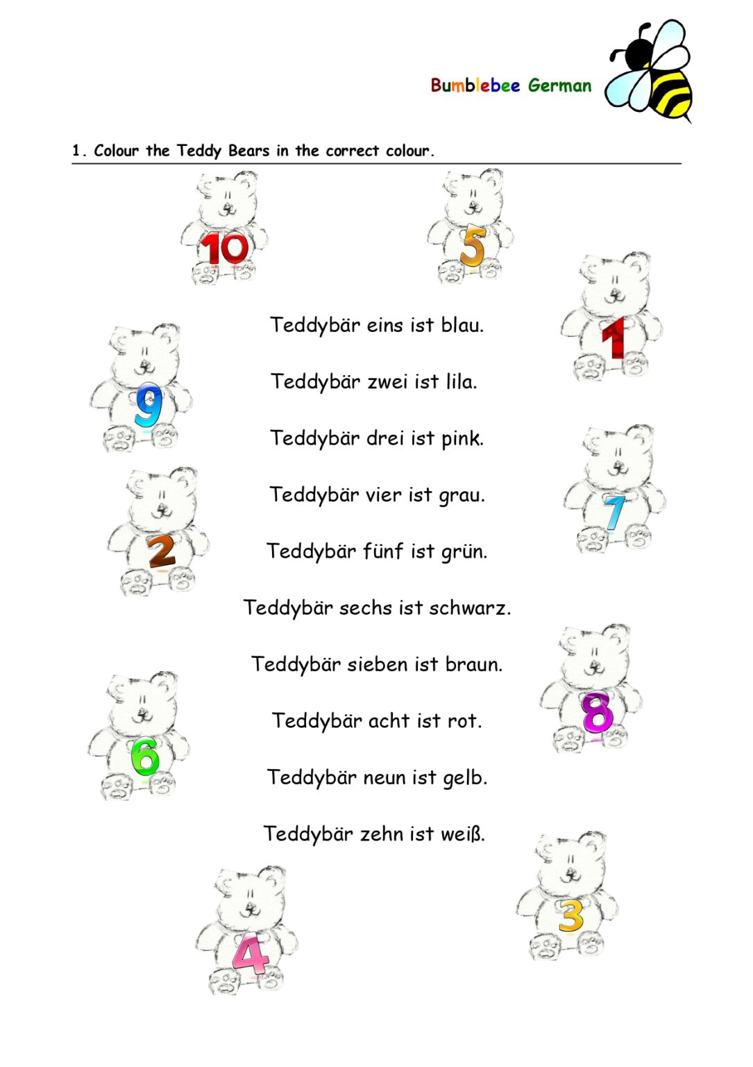 Free German Worksheets for Children | Bee Bilingual