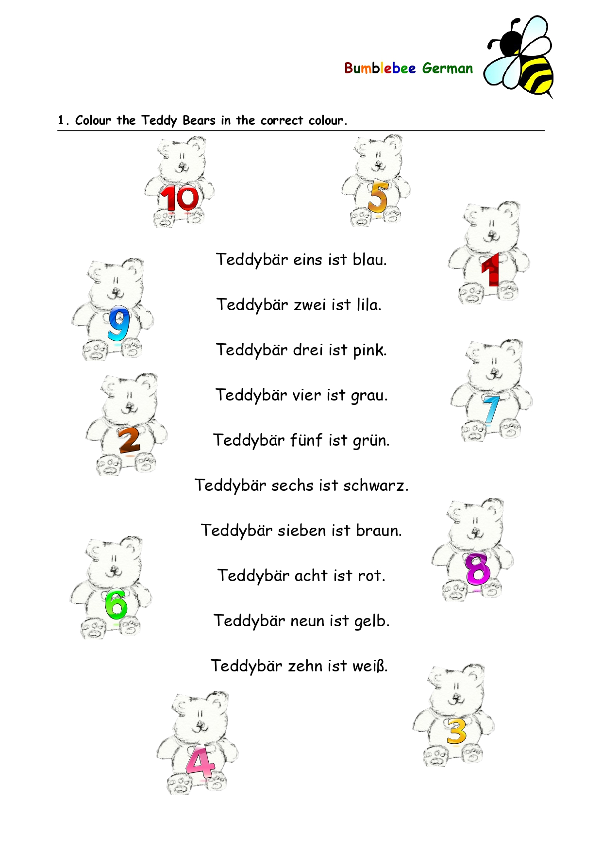Free German Worksheets for Children | Bee Bilingual
